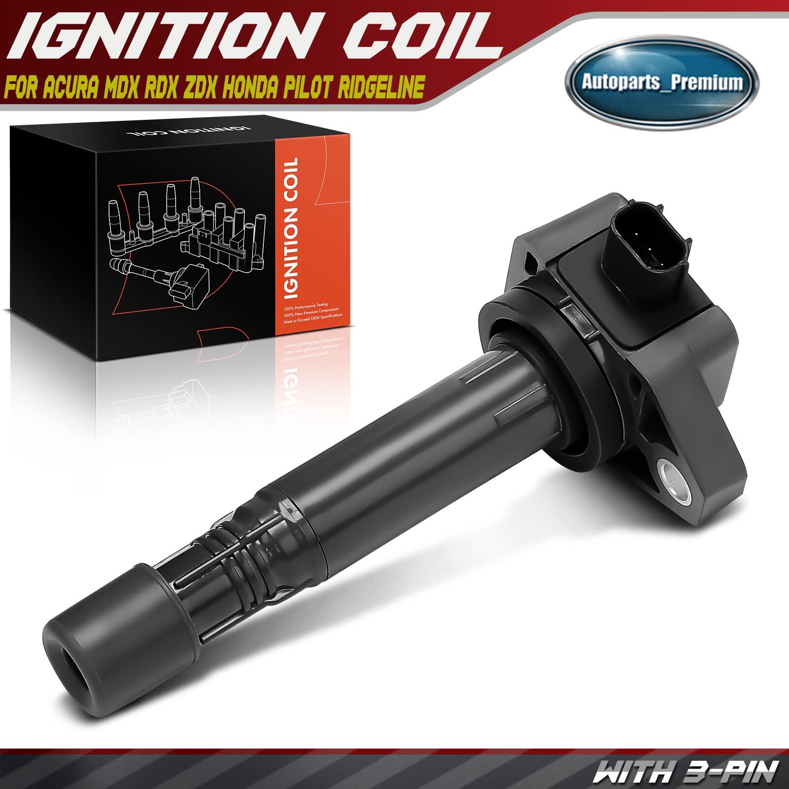 Ignition Coil for Acura MDX RDX ZDX Honda Pilot Ridgeline V6 3.5L 3.7L ...
