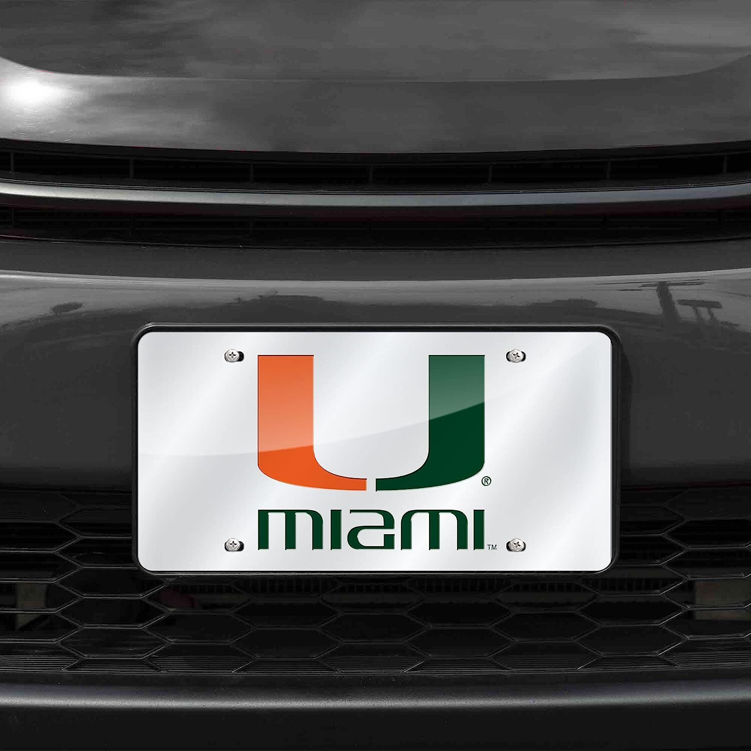 Miami Hurricanes Silver Sd00609 Deluxe Laser Cut License Plate Tag ...