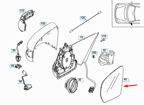 OEM Mercedes-Benz E W213 Front Left Door Mirror Glass LHD A0998100316 ...
