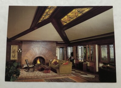 Living Room Arthur Heurtley House Oak Park, Illinois. Postcard (H2) | eBay