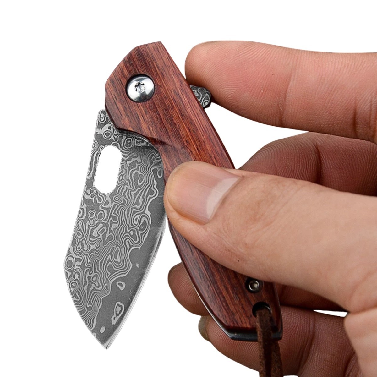 Kleines Damast Taschenmesser Mini Klappmesser Einhandmesser Holzgriff ...