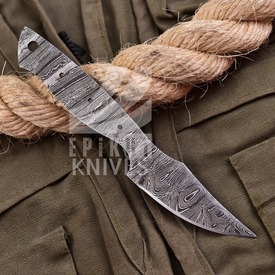 8’' Handmade Damascus Steel Blank Blade–Custom Knife Making Razor Sharp ...