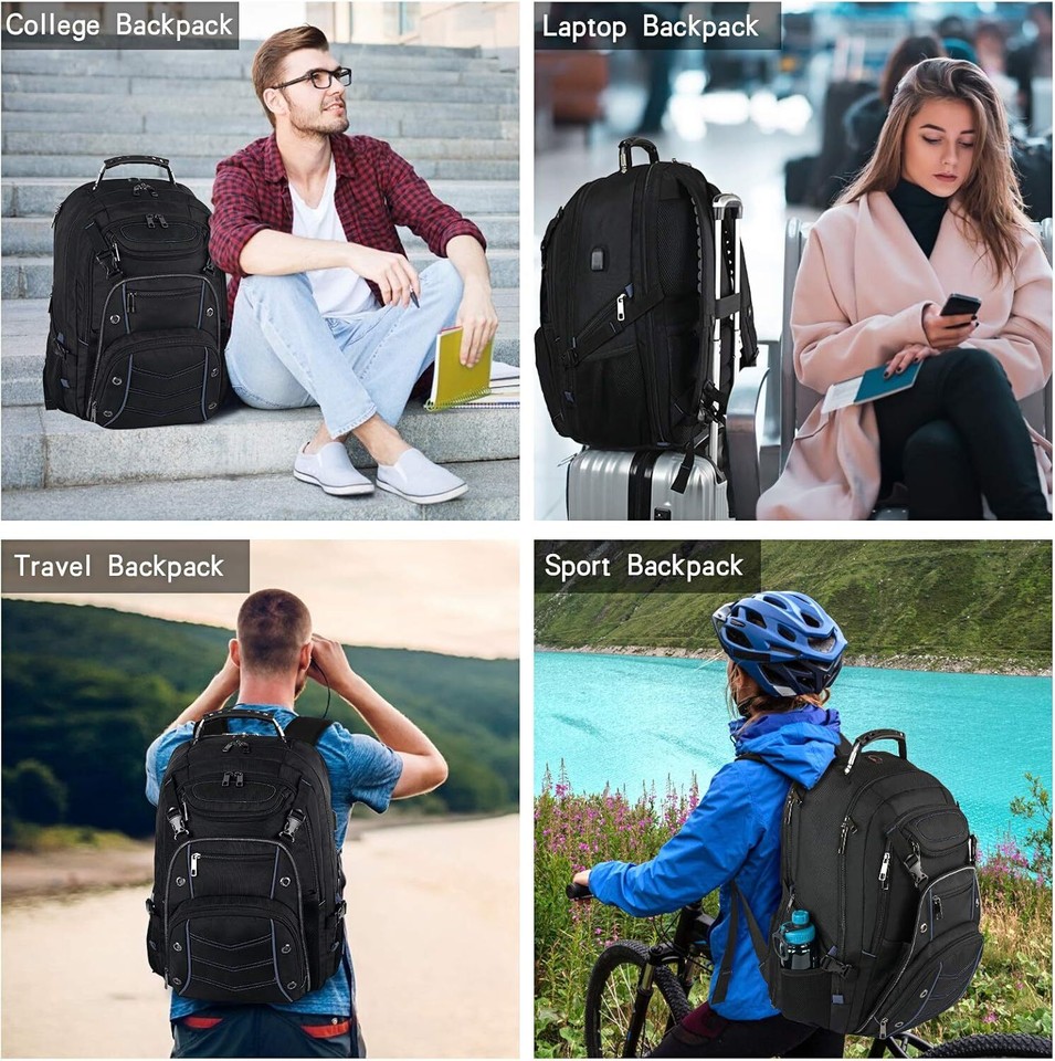 18.4" Laptop Backpack, USB Charger, TSA Friendly, RFID Anti-Theft ...