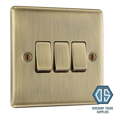 BG Nexus NAB43 Antique Brass Triple Light Switch 3 Gang 2 Way Switch ...