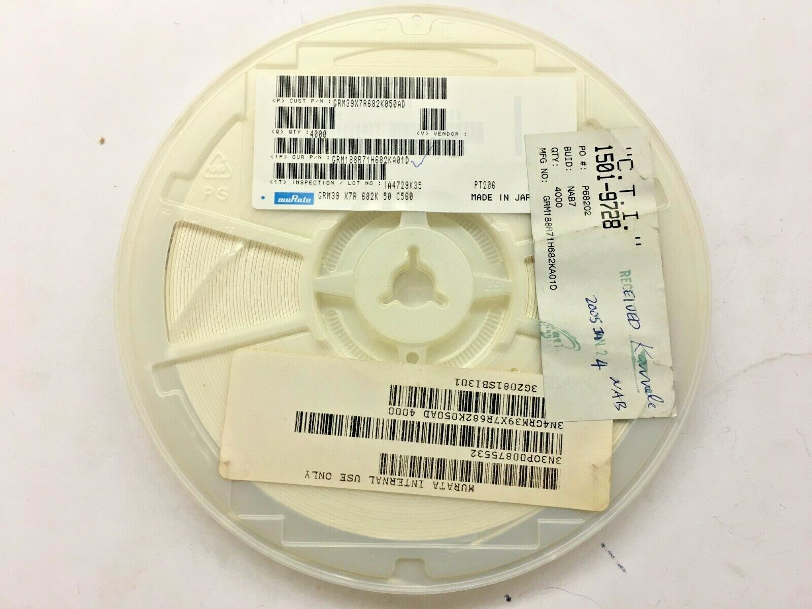 (2,520 PIECE REEL) GRM188R71H682KA01D, MURATA, CAP CER 6800PF 50V X7R ...