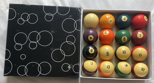 Complete Set 16~Vintage Bakelite Billiard Pool Balls Heavily Faded ...