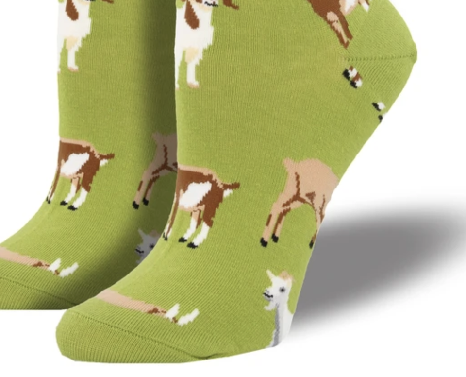 Billy Goat Socks Green Crew Charcoal Goats at Play Shoe Size 4-10.5 ...