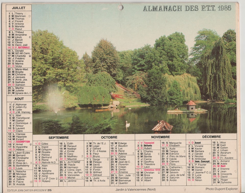 1985 - CALENDRIER DES POSTES - ALMANACH FACTEUR 75 - Venise verte ...