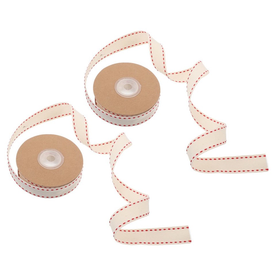 2pcs Cotton Ribbon Roll: Wide Striped Farmhouse Craft Ribbon for ...