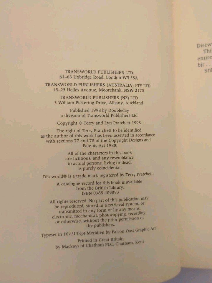 3 x TERRY PRATCHETT DISCWORLD bundle books ~ Hardback First Doubleday ...