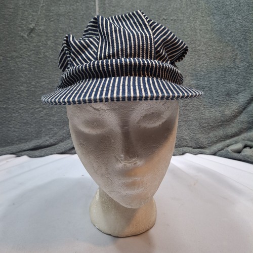 Conductor Train Hat Cap Blue Striped Engineer Hats Size Small | eBay