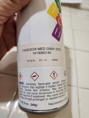 Custom Match Touch-Up Spray Paint Takeuchi Light Gray 1919060141 - for ...