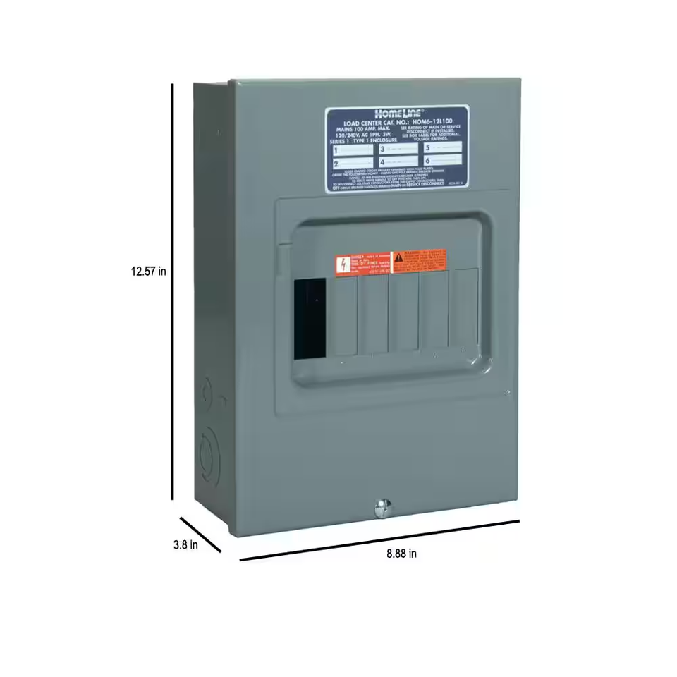 100 Amp Indoor Main Lug Load Center 6 Space 12 Circuit Electrical Sub ...
