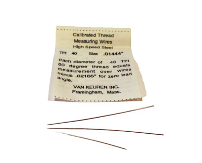 Used Set of (3) Van Keuren Co. Thread Measuring Wires, Size .01444 ...