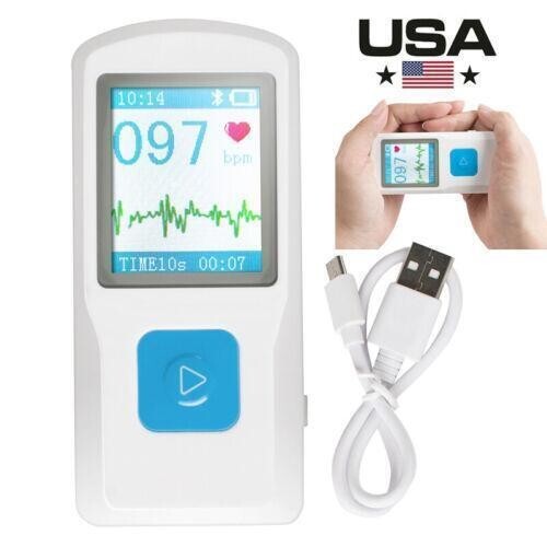 PM10 Portable ECG EKG Machine Heart Beat Monitor,USB, Bluetooth,LCD+ ...