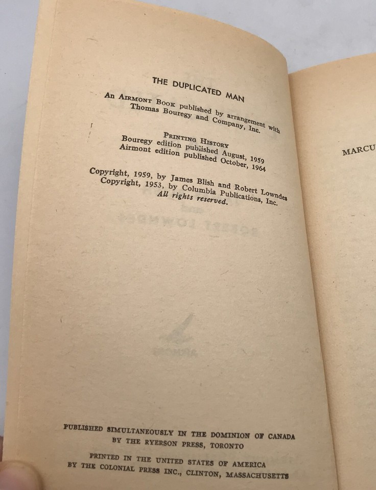 THE DUPLICATED MAN James Blish Robert Lowndes Airmont Paperback Book 1964 | eBay