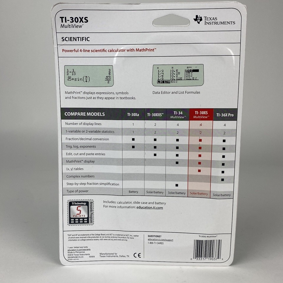 Texas Instruments TI-30XS Powerful Scientific Calculator with MathPrint ...
