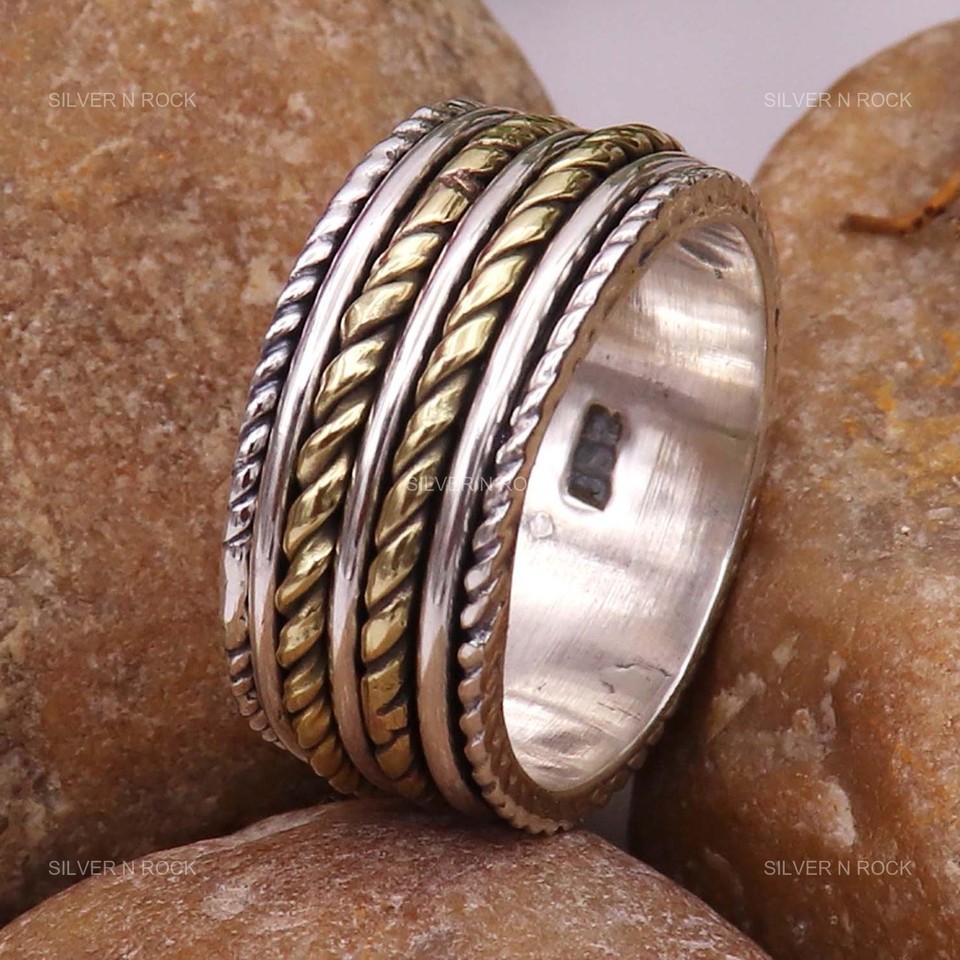 Spinner Ring Size 925 Solid Sterling Silver Handmade Indian Jewelry | eBay