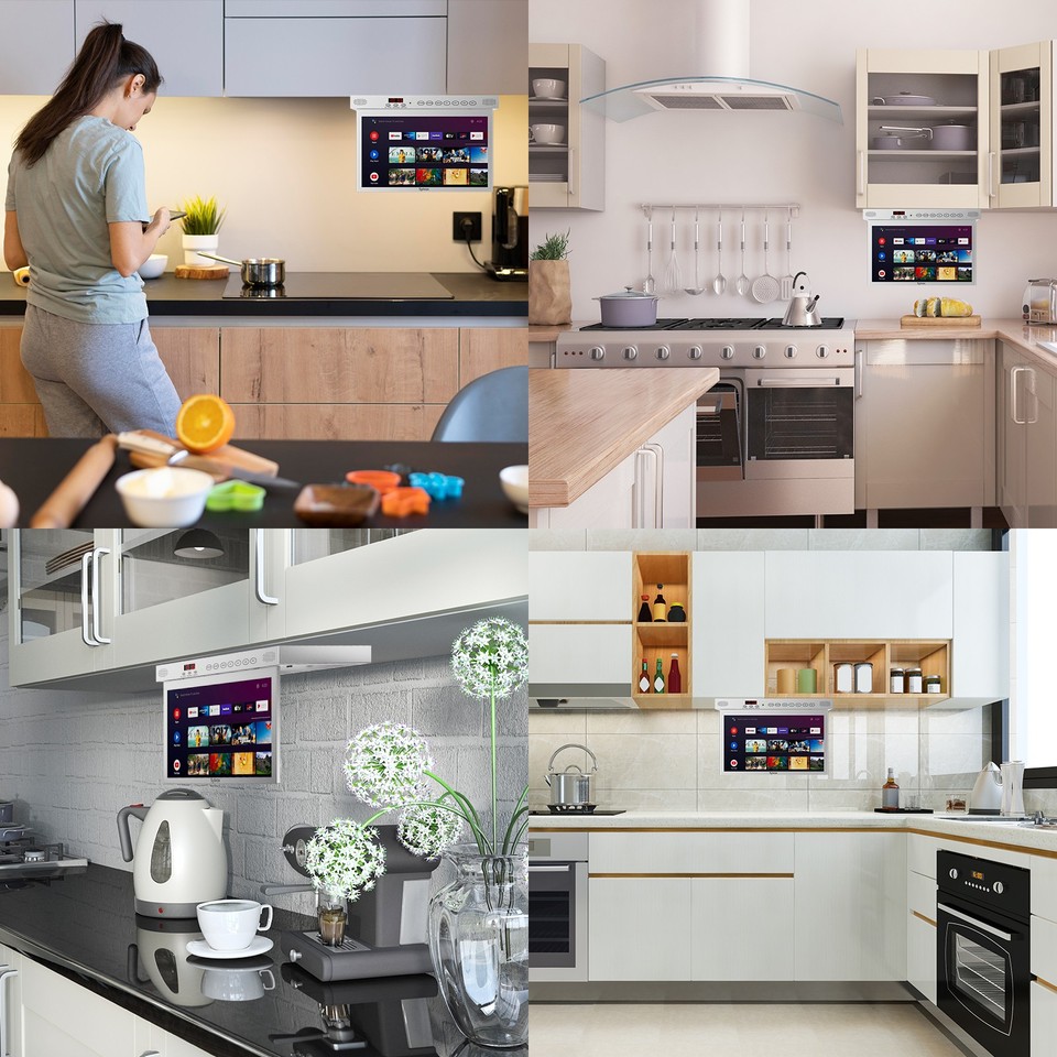 15.6'' Smart Under Cabinet TV Kitchen TV ±180°Rotation 90°Folding ...