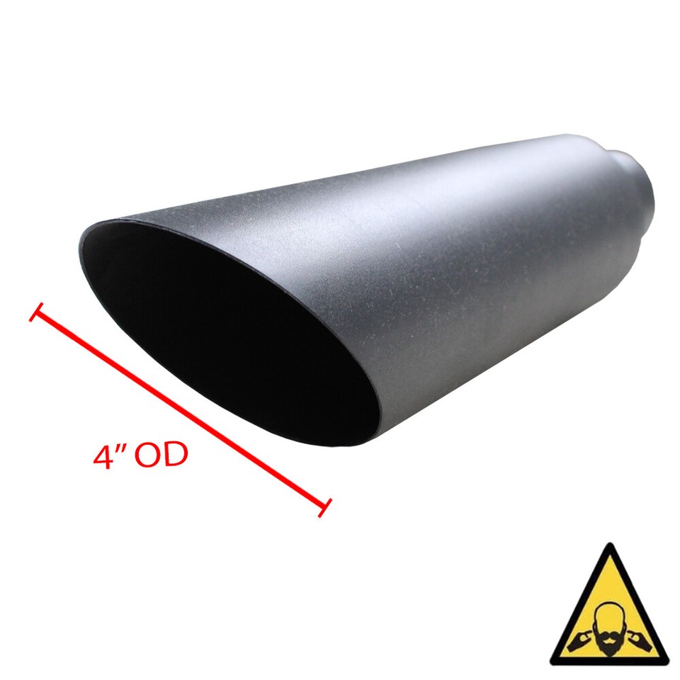 Powder Coated Black Universal Truck Exhaust Tip 2.5" Inlet 4" Outlet 18 ...