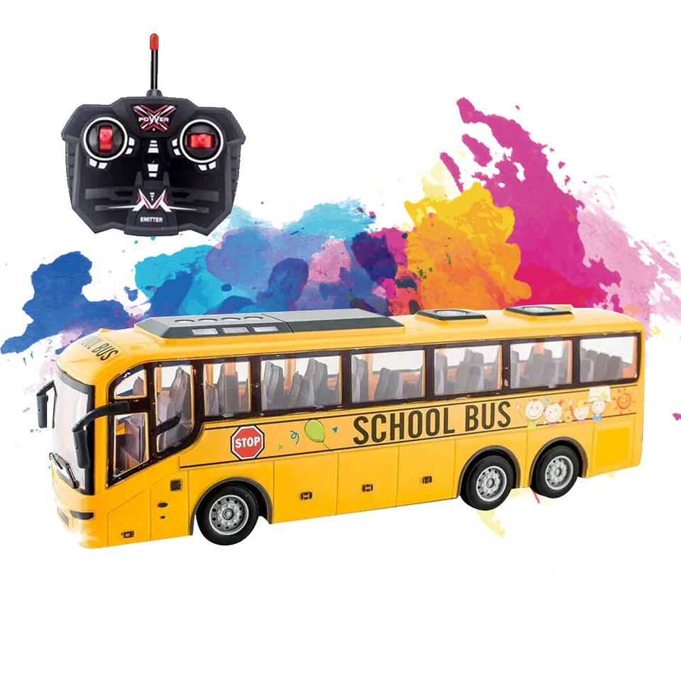 RC Bus Electric Remote Control Car with Light Tour Bus School Coach Bus ...