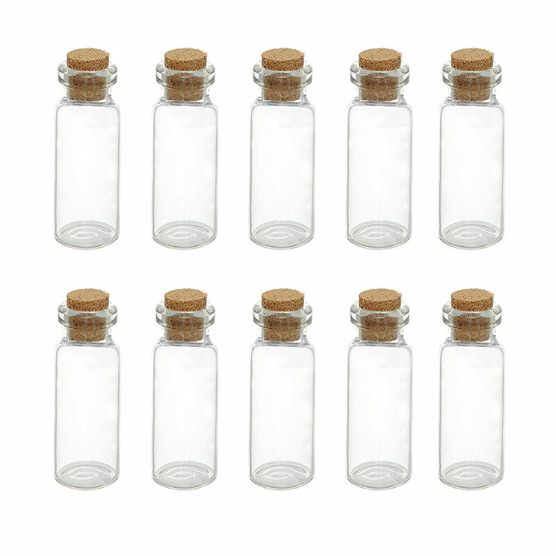 10pcs Mini Fancy Empty Glass Bottles Wishing with Corks Necklace ...