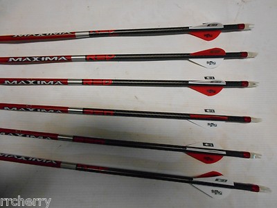 @NEW@ 6- Carbon Express Maxima RED 250 400 Archery Arrows! WILL CUT TO ...