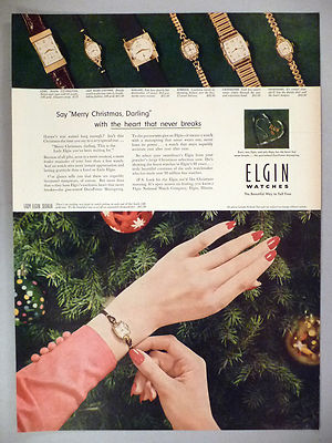 Elgin Watch PRINT AD - 1952 ~~ watches, several models ~~ Lady Elgin ...