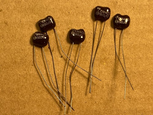 5 NOS Vintage 15 pf 500v Silver Mica Capacitors .000015 uf CDE Cornell ...
