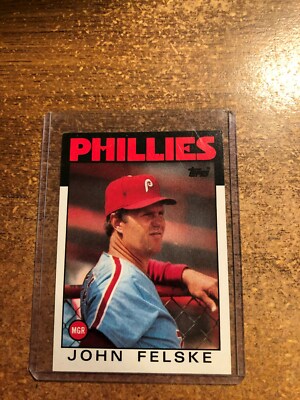 1986 Topps Baseball # 621 John Felske Phillies Manager/Checklist Unused ...