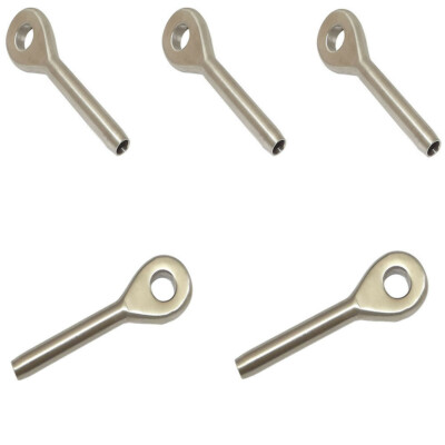5 PC 1/8'' Wire Rope Swage Eye Terminal Hand Aircraft Eye Stainless ...