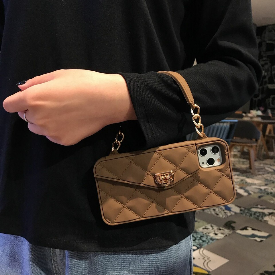 For iPhone 16 15 14 13 12 Pro Max 11 XR 8 Handbag Chain Wallet Strap ...