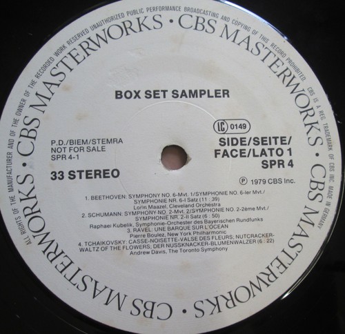 CBS Sampler SPR 4 Kiri Te Kanawa Pierre Boulez Rafael Kubelik etc 1979 ...