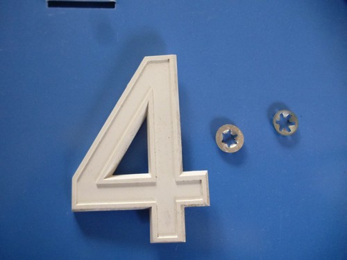 BLUEMELS WHITE PLASTIC NUMBER 4 PLATE DIGIT ORIGINAL Vintage Classic ...