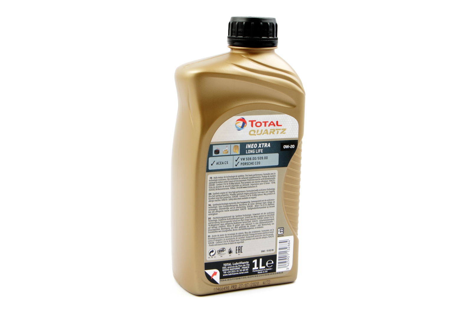 Total Motoröl Quartz Ineo LongLife 0W-20 4 Liter VW 50800/50900 Porsche ...