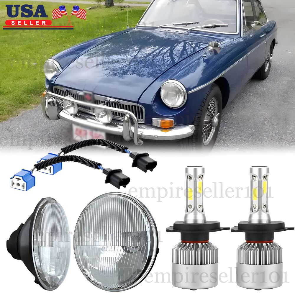DOT Pair Led 7inch Round Headlights Headlamp High/Low Bulbs for MG MGB ...