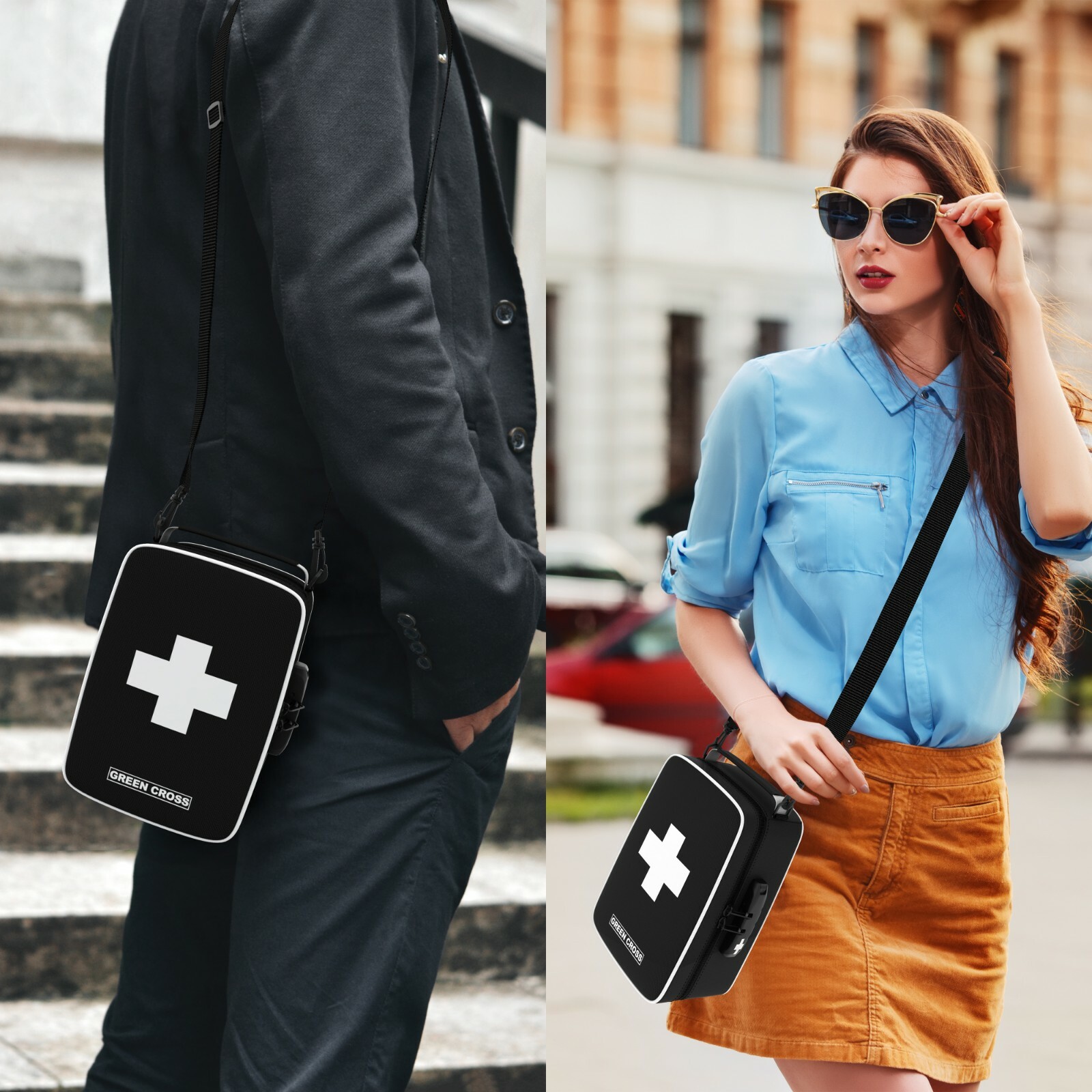 GREEN CROSS Medicine Bag w/ Combination Lock Crossbody Medical Bag | eBay