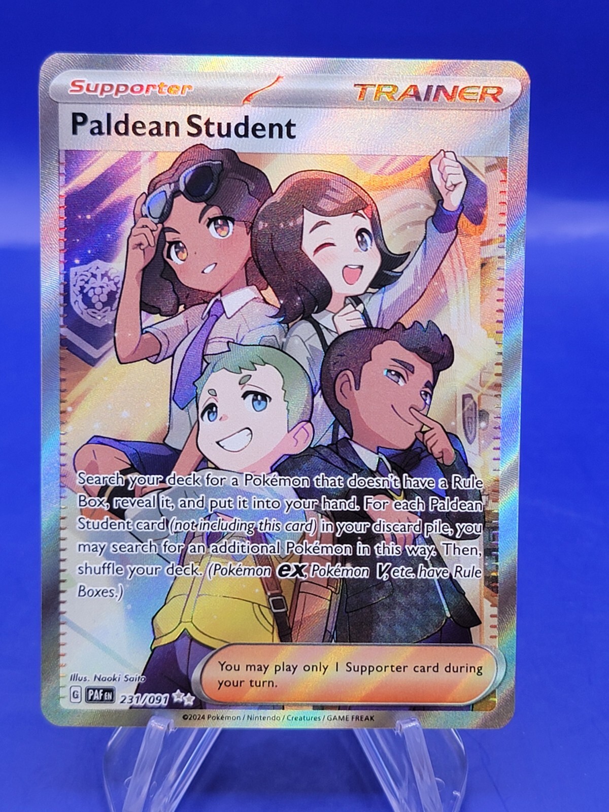 Pokemon TCG Paldean Student 231/091 Ultra Rare Full Art Paldean Fates ...