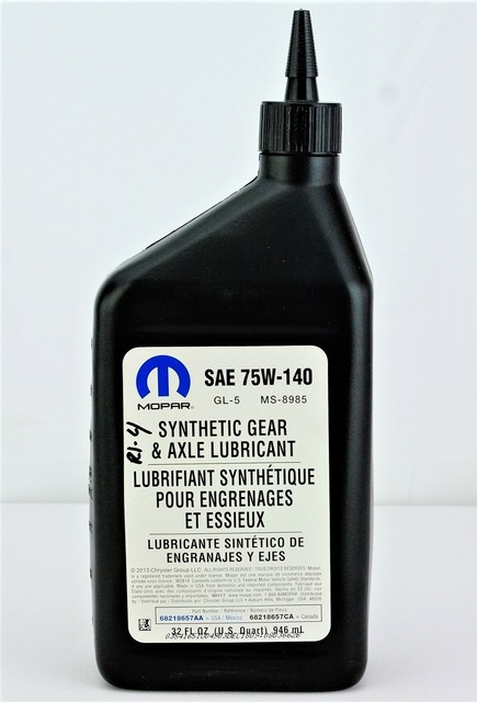 Mopar 75w-140 Synthetic Axle Lubricant 3 Quarts 68218657AA for sale ...