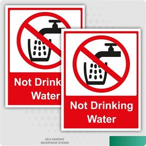 2 x Not Drinking Water Warning Self Adhesive Stickers Safety Signs ...