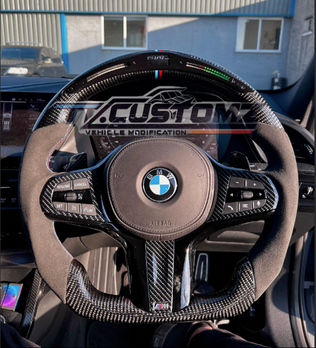 Custom BMW M3 M4 M5 G30 G80 G82 F40 F90 Carbon Fiber LED Steering Wheel ...