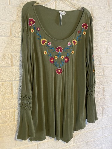NY Collection Boho Embroidered Shirt | eBay