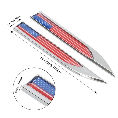 2Pcs 3D Metal USA Flag Emblem Badge for Car Side Fender Emblem Decals ...