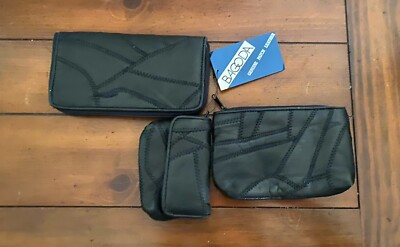 NEW Bagoda Genuine Patch leather Woman’sThree Piece Black Wallets ...