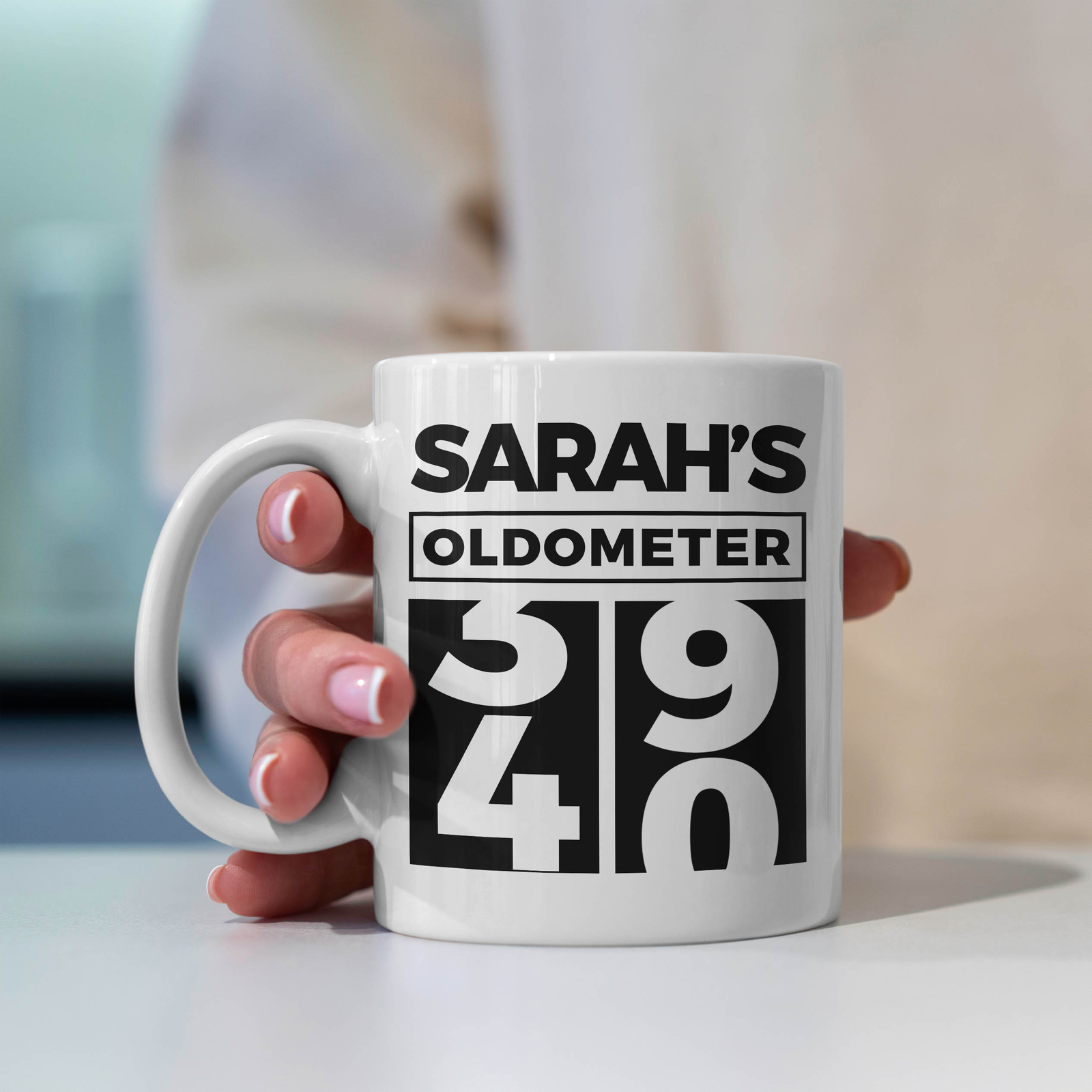 Oldometer Birthday Mug - Personalized Milestone Gift, 40th 50th 60th ...