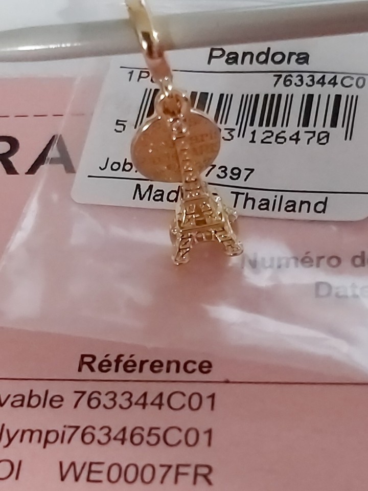 PANDORA *FRANCE EXCL* Paris Eiffel Tower Double Engravable Lab Diamond ...