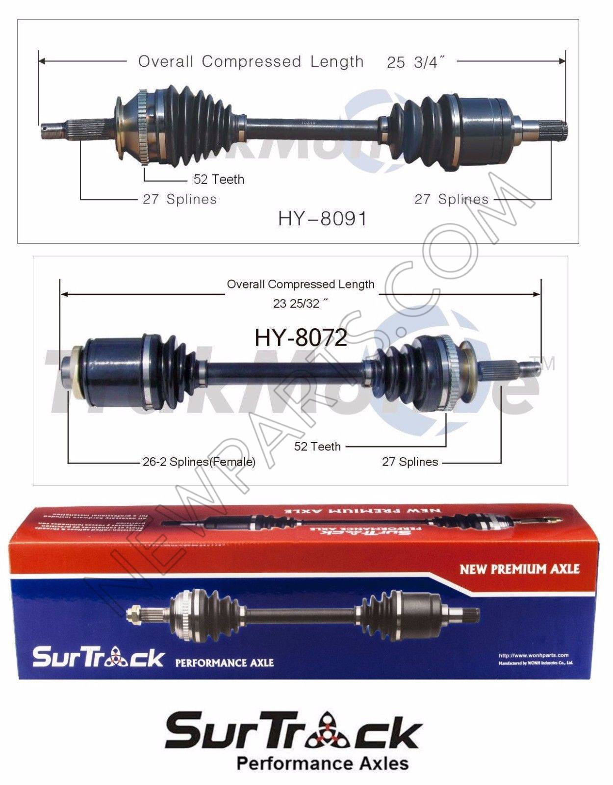 TrakMotive Front CV Axle Shafts Set of 2 PCS for Hyundai Santa Fe FWD ...