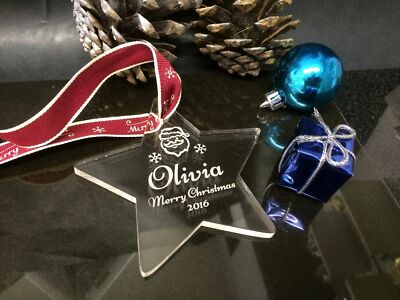 Personalised Christmas Perspex Santa Star Tree Decoration - Childrens ...