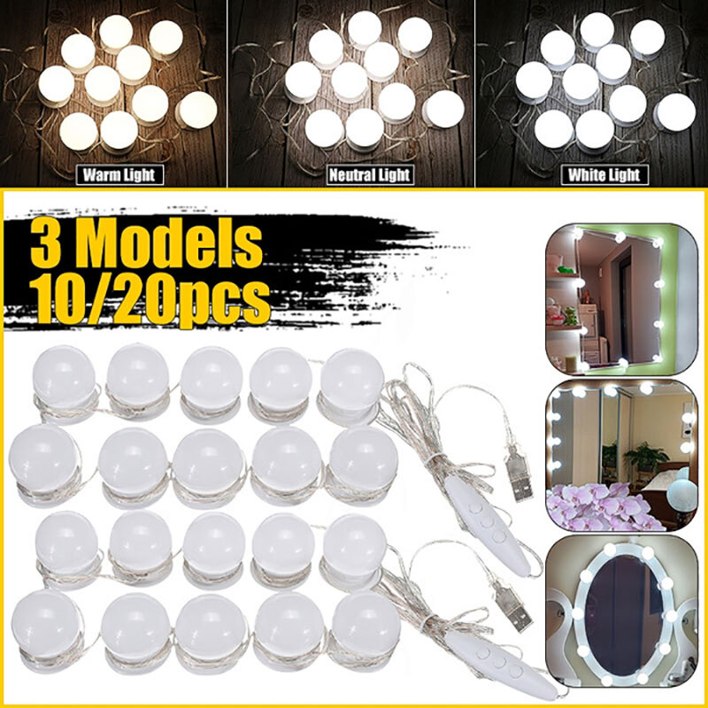 Hollywood Style LED Bulbs Vanity Makeup Dressing Table USB Mirror ...
