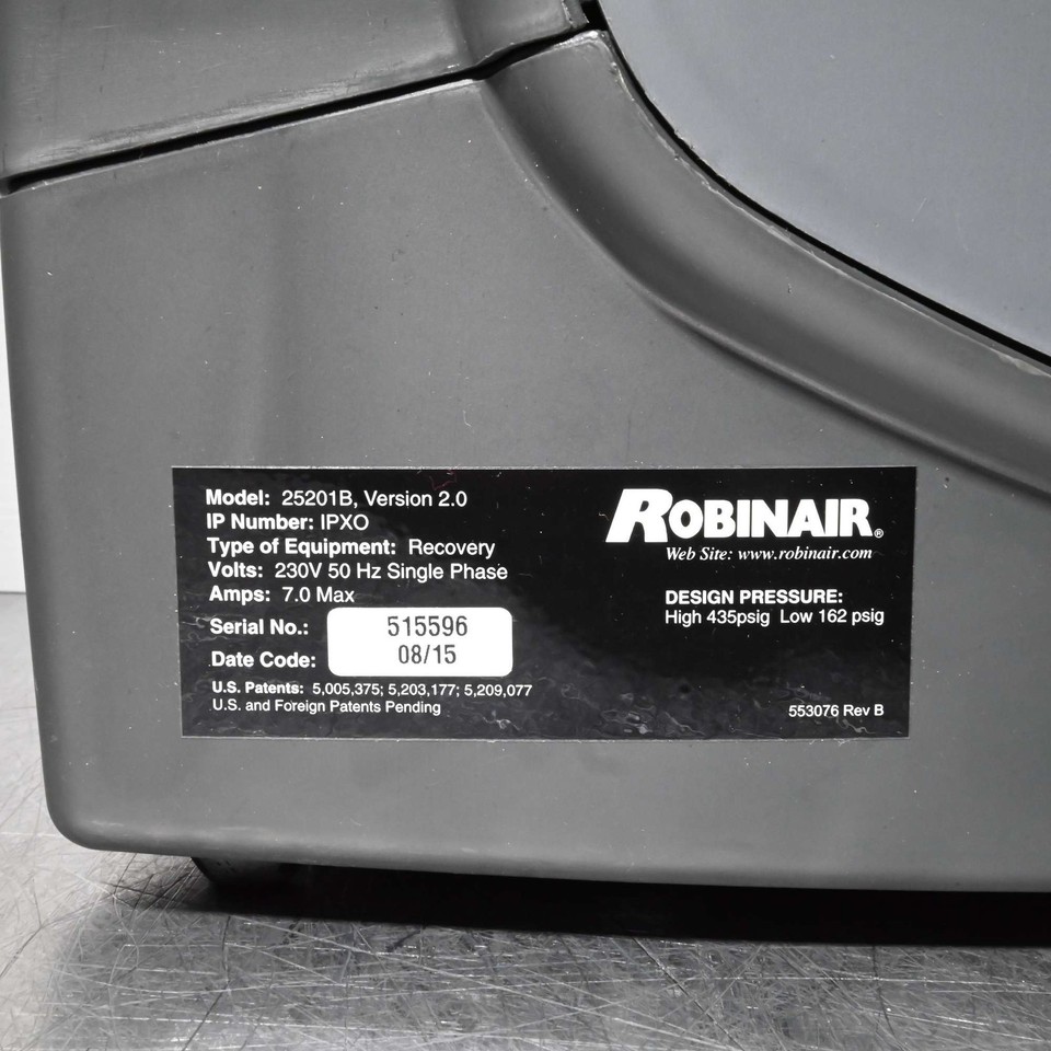 Robinair Refrigerant Recovery Machine 25201B Ver 2.0 with Hoses No ...